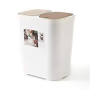 WXXGY Trash Can Double Recycling Waste Bin Twin Double Compartment Bin for Waste Separation for Waste Recycling for Kitchen Home/White