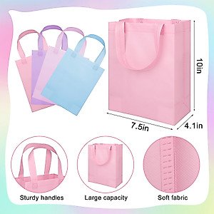 Augisteen 30 Pack Pastel Non-Woven Gift Bags Reusable Tote Treat Bags Bulk Rainbow Party Favor Gift Bags with Handles for Wedding Birthday Party Gifts Wrapping Supplies, 8 x 4 x 10 Inch