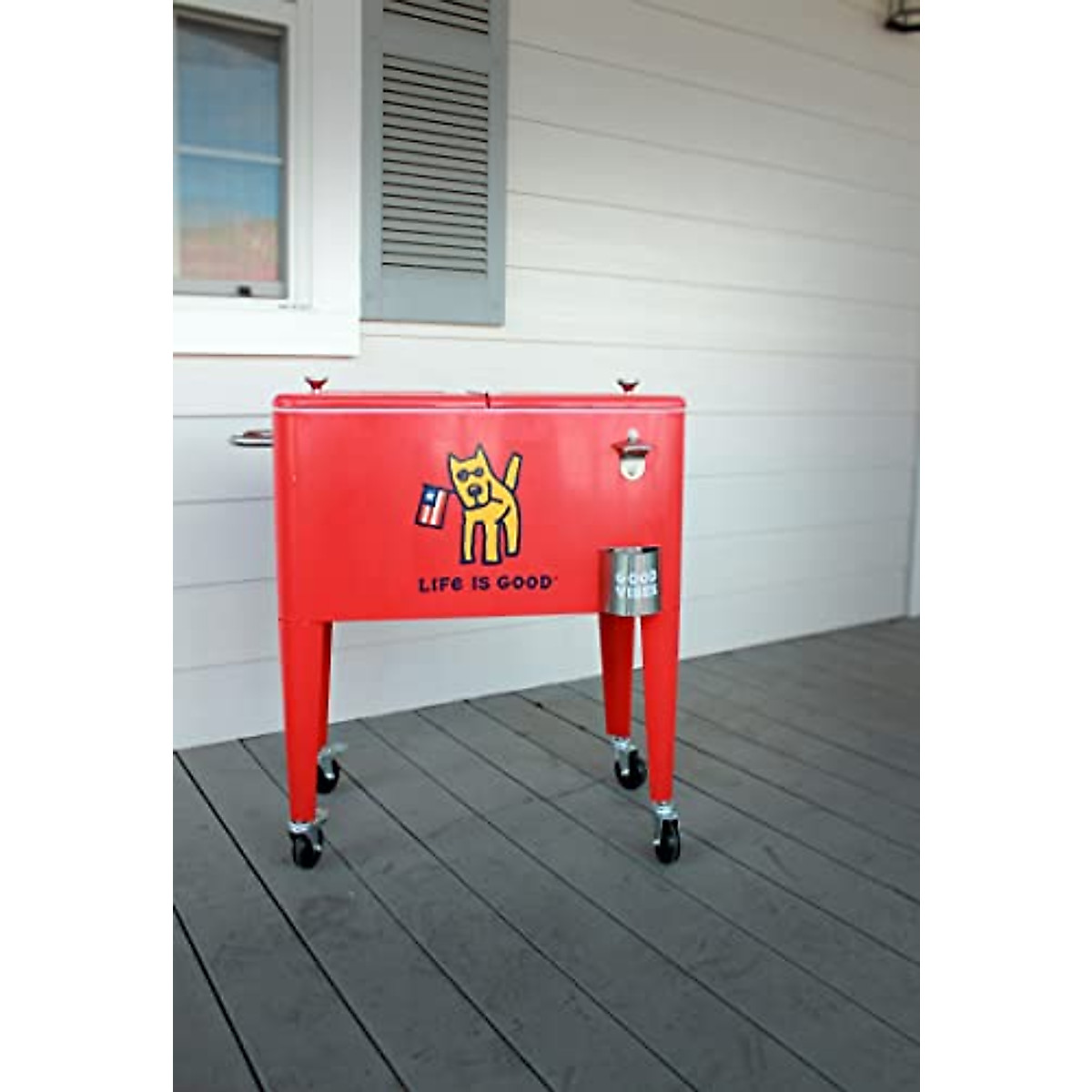Leigh Country 60 Qt. Rolling Life is Good Cooler - Rocket w/Flag