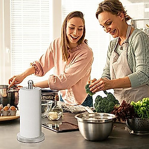 PEDORUBY - Kitchen Paper Towel Holder Countertop, SUS 304 Stainless Steel Free-Standing Paper Towel Holder One-Handed Tear Paper Towel Dispenser for Kitchen Countertop with Heavy Base, Silver