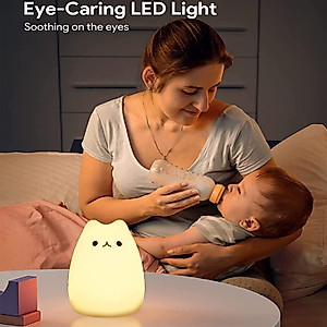 Night Lights for Kids, Cute Cat Silicone Lamp for Children, 7 Colors Night Light Gifts for Baby Boys Girls (Cat A)