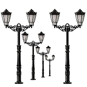LQS77 3pcs Model Railroad Two-Heads N Scale 1:160 Lamp Street Lgiht Led (N Scale)