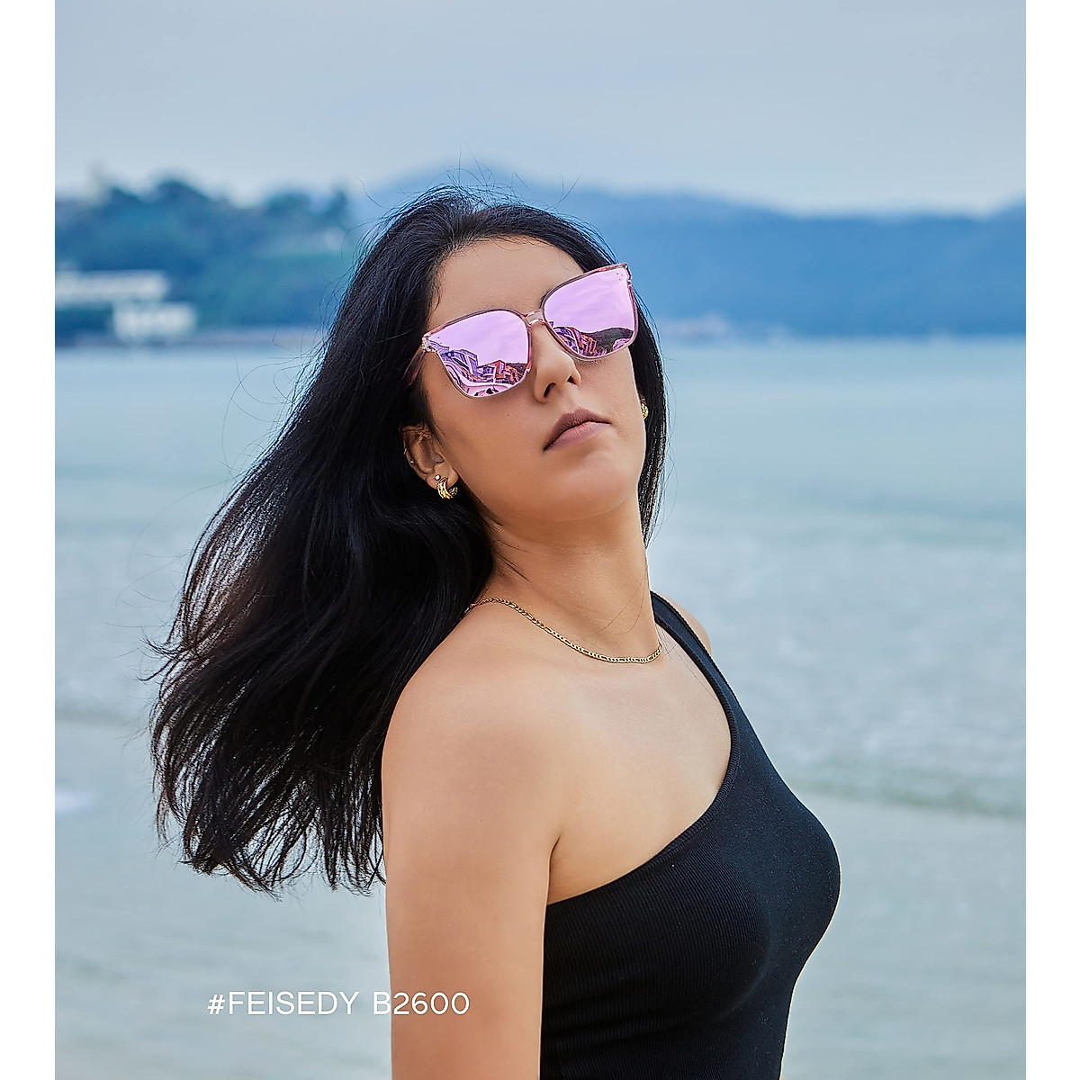 FEISEDY Retro Square Polarized Sunglasses Women Men Oversized Vintage Shades B2600