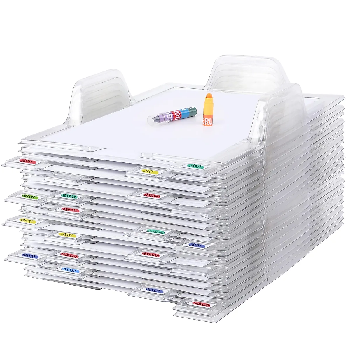 AUKUS Stackable Paper Organizers - Durable and Sturdy File Trays for Desk, Transparent Design - Ideal for Office, School, Home - A4 Size, 24 Pack