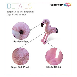 Puzzled Super Soft Pink Flamingo Plush, 8"