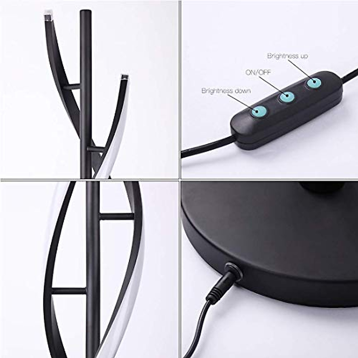 ADISUN 40W LED Floor Lamp Remote Control Dimmable Spiral Floor Lamp Indoor Lamp Floor Lamp for Living Rooms Family Rooms Bedrooms Offices Lighting (White)