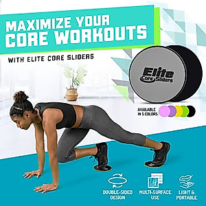 Elite Sportz Equipment Sliders for Working Out, 2 Dual Sided Gliding Discs for Exercise on Carpet & Hardwood Floors, Compact Core Gliders for Home Gym - Fitness Equipment & Full-Body Workout Accessories