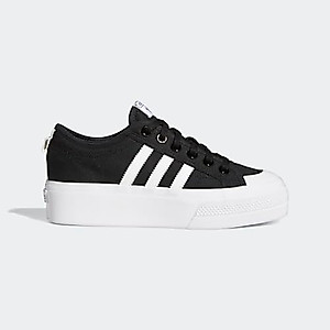 adidas Originals Women's Nizza Platform, Black/White/White, 9