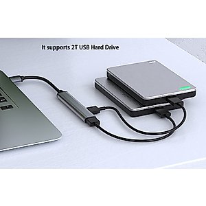 Zingther 5 in 1 USB C Data and Charging Hub, Type C Splitter to USB C, USB 3.0 OTG Adapter and 65W PD Charging, Compatible with MacBook Air, Surface Pro, Chromebook and External SSD
