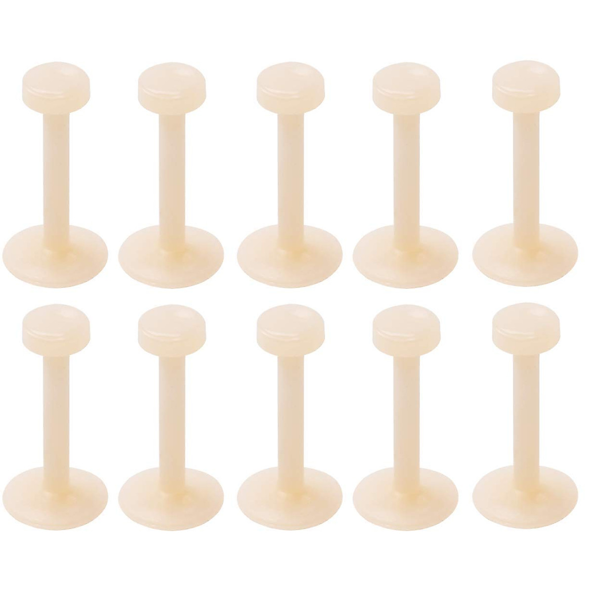 Set of 10 16GA Flesh Tone Flexible Bioflex Removable Push Top Piercing Retainers, Metal & Allergy Free (Light - 10mm (3/8"))