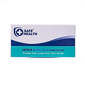 Safe Health Blue Nitrile Exam Gloves, 90-Count S M L XL, 3.5 Mil Free of Powder-Latex, Disposable-Textured, Clinic-Office-Daily, Medical, First-Aid, Clinics, Extra-large (Xl) Box 90, FIY1064G