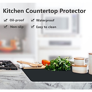 Silicone Counter Mats Set of 2, Heat Resistant, Kitchen Countertop Protector, Non Slip, Black