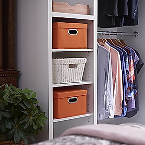 Household Essentials 702-1 Bin Lids and Handles | 2 Pack | Orange Fabric Box Set, Tangerine, 2 Count