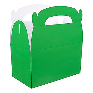 Pack of 24 Paper Treat Boxes - Gable Favor Boxes - Fun Party Play Goodie Boxes - 2 Dozen Bright Green Birthday Party Shower Loot Gift Boxes - 24 Count - 6.2 x 3.5 x 3.6 Inches