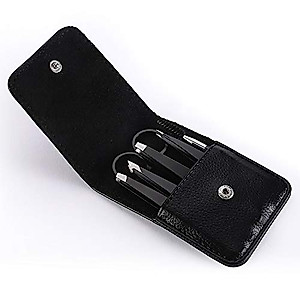 Tweezers for women Pinkiou 6 Pieces Eyebrow Tweezers Set with Curved Scissors,Eyelash Brush,Great Precision tweezer for Eyebrow,Ingrown Hair,Facial Hair Removal,eyebrow kits with Leather Travel Case