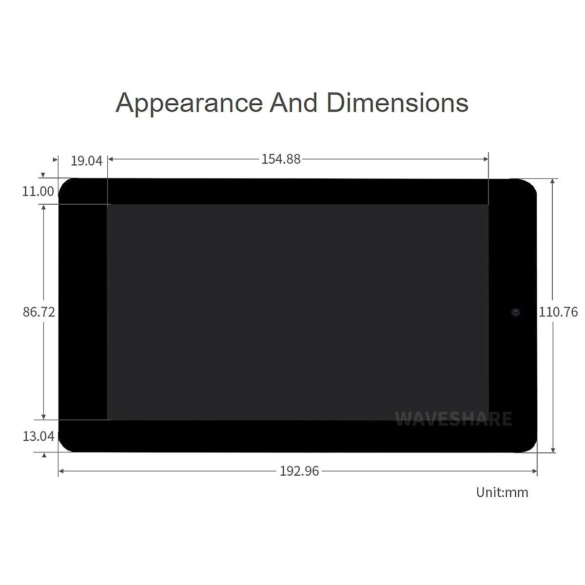 Waveshare 7inch Capacitive Touch Display Compatible with Raspberry Pi 4B/3B+/3A+/3B/2B/B+/A+/CM3/3+/4 with 5MP Front Camera 800×480 Resolution DSI Interface