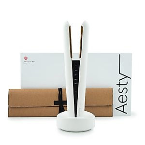 Aesty Dual Heater Titanium Flat Iron - Professional Cordless Hair Styler, Wireless Premium Hair Straightener, Portable Hair Tool for All Hair Types, 1-Pass Styling, Straightening and Curling