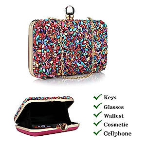 Clutch Purse for Women - Multicolor Rhinestone Crossbody Bag - Elegant Evening Handbag (Multicolor)