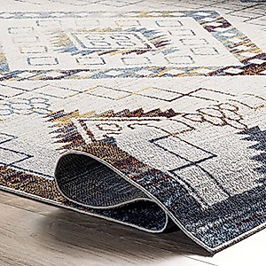 nuLOOM Kajal Machine Washable Southwestern Geometric Area Rug, 8' x 10', Beige