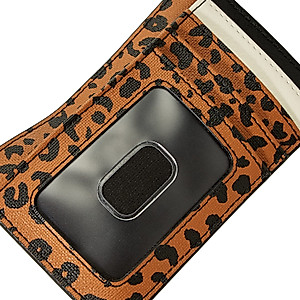 Fossil Women's Logan Faux Leather Wallet Slim Minimalist Zip Card Case with Keychain, Cheetah (Model: SL6356989)