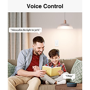 GHome Smart Smart Dimmer Switch Work with Alexa Google Home, Neutral Wire Required 2.4GHz Wi-Fi Switch for Dimming LED CFL INC Light Bulbs, Single Pole, UL Certified, No Hub Required, 4Pack