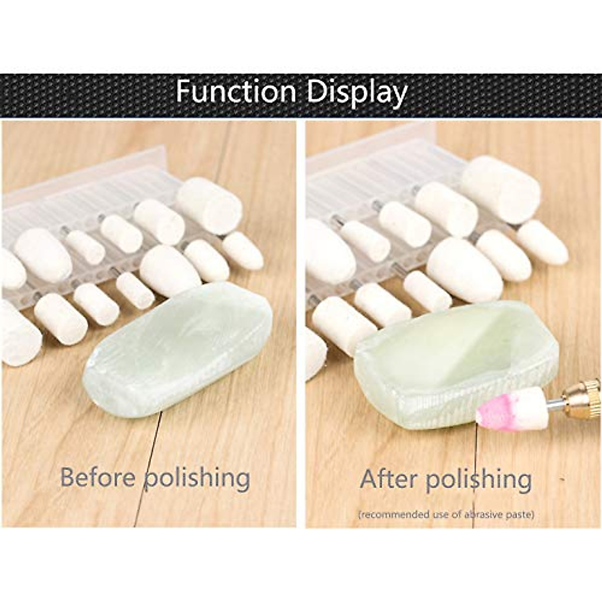 NGe 20Pcs 3/10inch Wool Felt Polishing Bits Mandrel White Cone Rotary Tool Accessories Kit Fit Dremel - 1/8inch Shank (3x8mm cone)