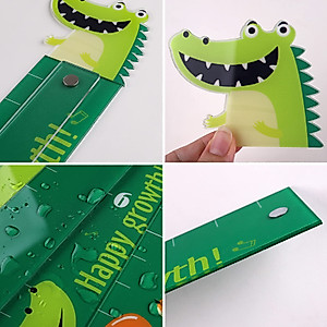 Buiory Removable 3D Cartoon Crystal Acrylic Height Measurement Chart Wall Stickers Solid Inches Growth Chart Ruler Wall Decal Wall Decor for Kids Babys Children Boys and Girls Bedroom Living Room Nursery (Crocodile)