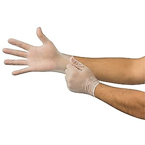 Microflex V28 Disposable Powder-Free Vinyl Gloves for Food Processing, Light Cleaning w/Smooth Surface - Med, Natural (Case of 1000)