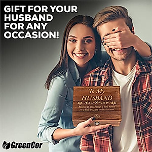 GreenCor Anniversary for Husband, Men, Him- Engraved 'To My Husband' Whisky Glass Gift Set for Birthday, Wedding Annniversary