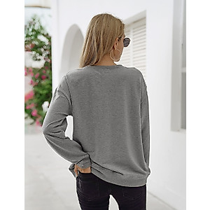 Blooming Jelly Women's Crewneck Sweatshirt Skull Graphic T Shirts Long Sleeve Top Pullover Oversized Sweaters(XLarge,Grey