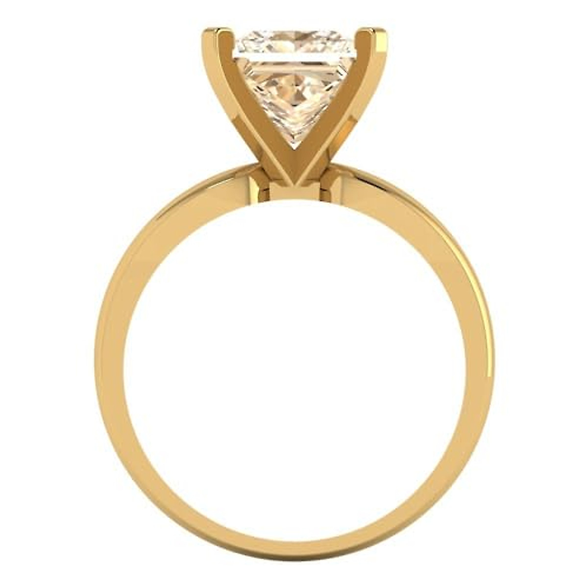 Clara Pucci 2.4ct Princess Cut Solitaire Genuine Natural Morganite Wedding Bridal Designer art deco Anniversary Ring 14k Yellow Gold