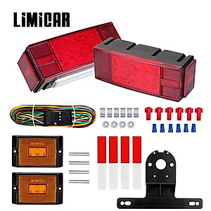 LIMICAR Boat Trailer Lights, Trailer Light Kit, LED Trailer Lights with 25ft Trailer Wiring Harness Kit, IP68 Trailer Lights for Truck Marine RV Camper Snowmobile Over 80" Inches