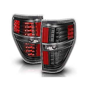AmeriLite Black LED Replacement Brake Tail Lights Set For 09-14 Ford F-150 - Passenger and Driver Side