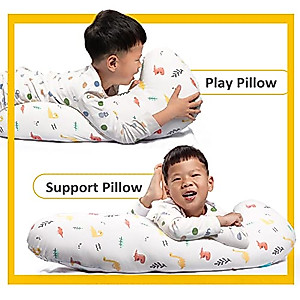 BYRIVER 35" Contour Cooling Cute Body Pillow for Kids Girls Boys Toddler, Child Hug Pillow for Sleeping, Nursery Pillow for Baby, Washable Cotton Dinasour Pillow Cover, Gifts for Kids (KL)