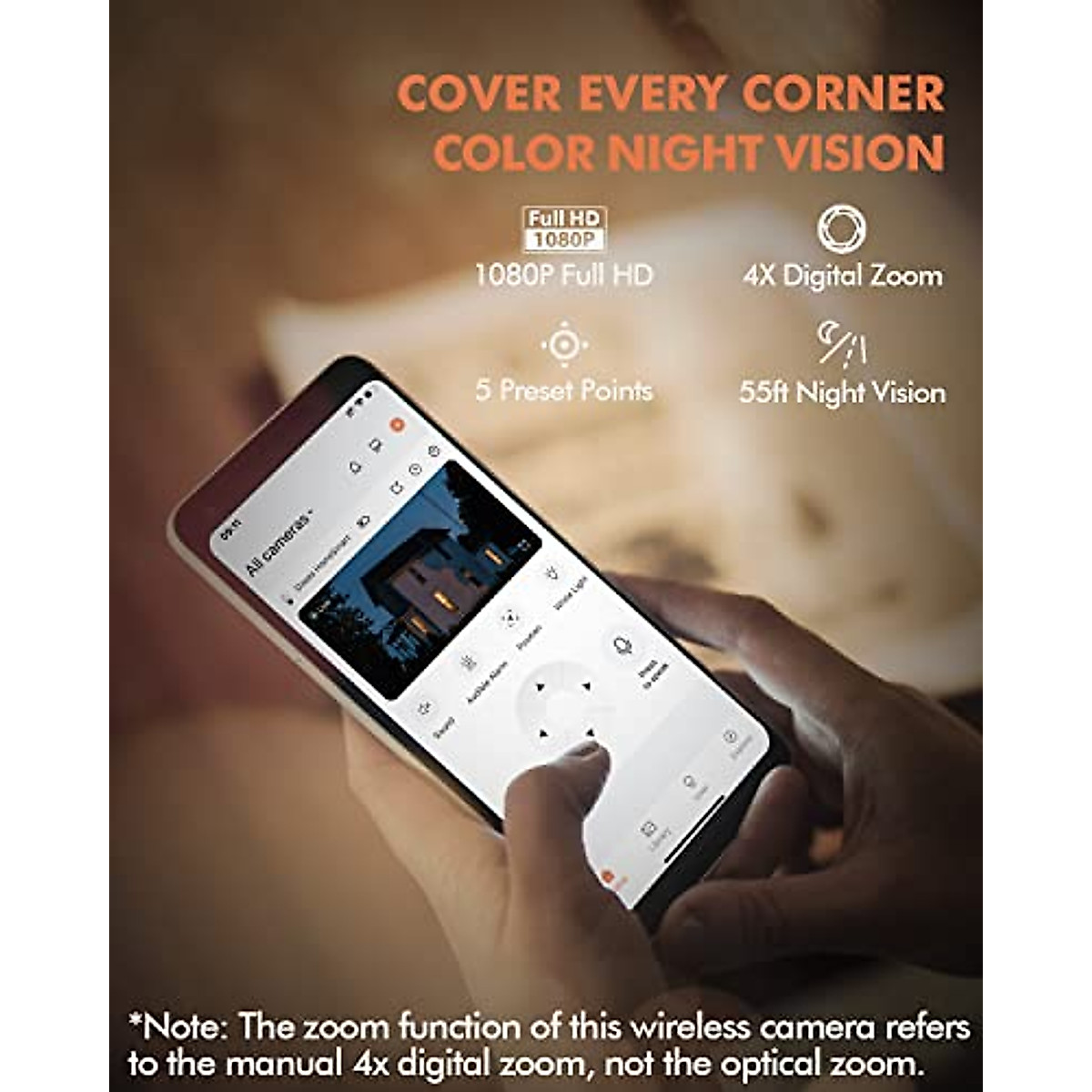 Dzees Solar Security Cameras Wireless Outdoor, 2K Battery Powered Security Camera, 360° PTZ Camera with Spotlight, Siren, Color Night Vision, AI Dectection, IP66 for Home Security, 2.4GHz