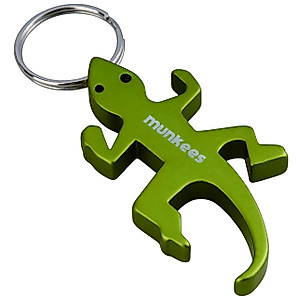 AceCamp Munkees Land Animal Bottle Opener Keychains, Mini Key Rings, Small Pocket-Sized Key Chains for Wine, Caps, Beer, Can & Bottlecaps - Lizard, Gecko