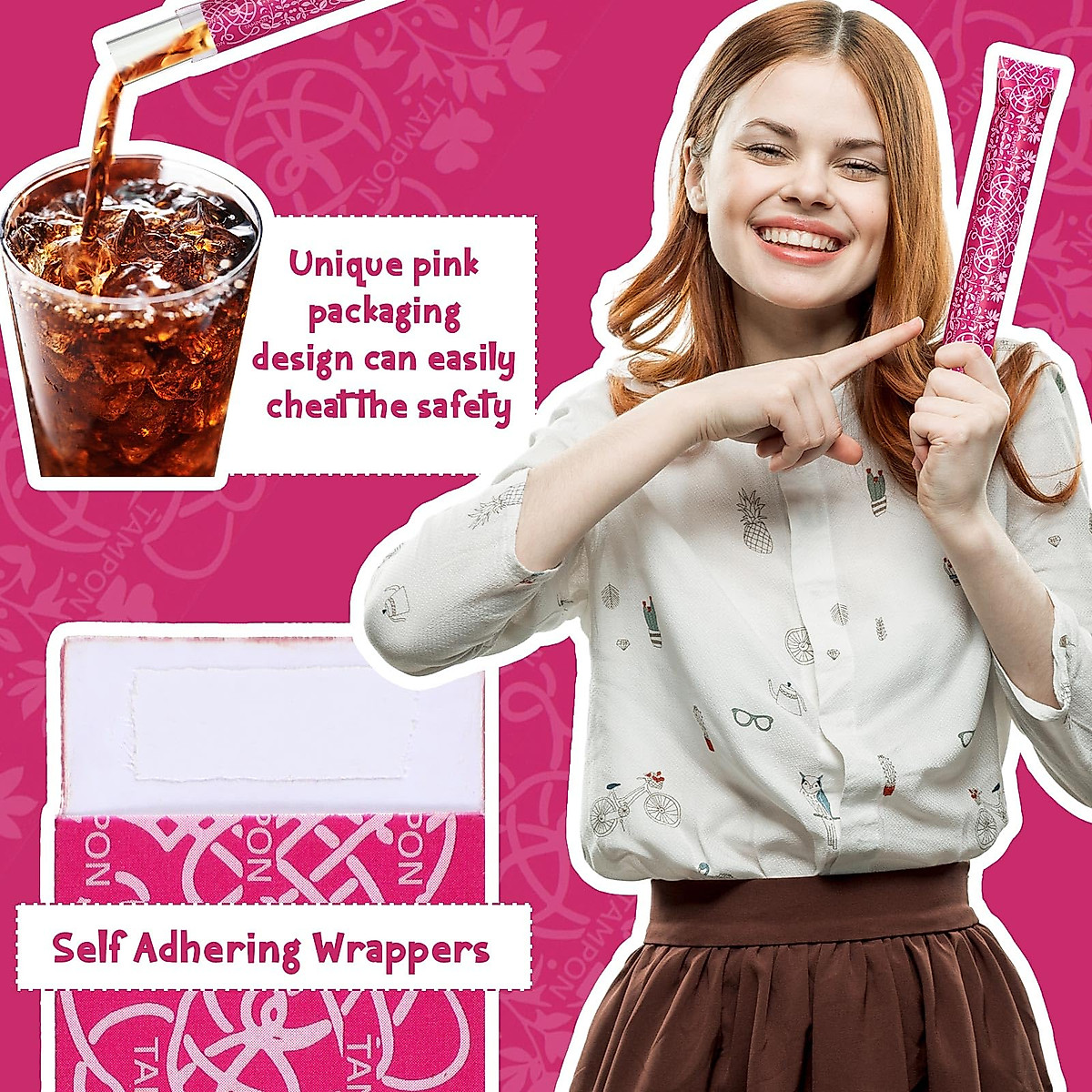 Copkim 100 Pieces Secret Tampon Flask Wrappers Tampon Reusable Wrappers Reusable Self Adhering Wrappers for Women, No Tubes Included (Exquisite)