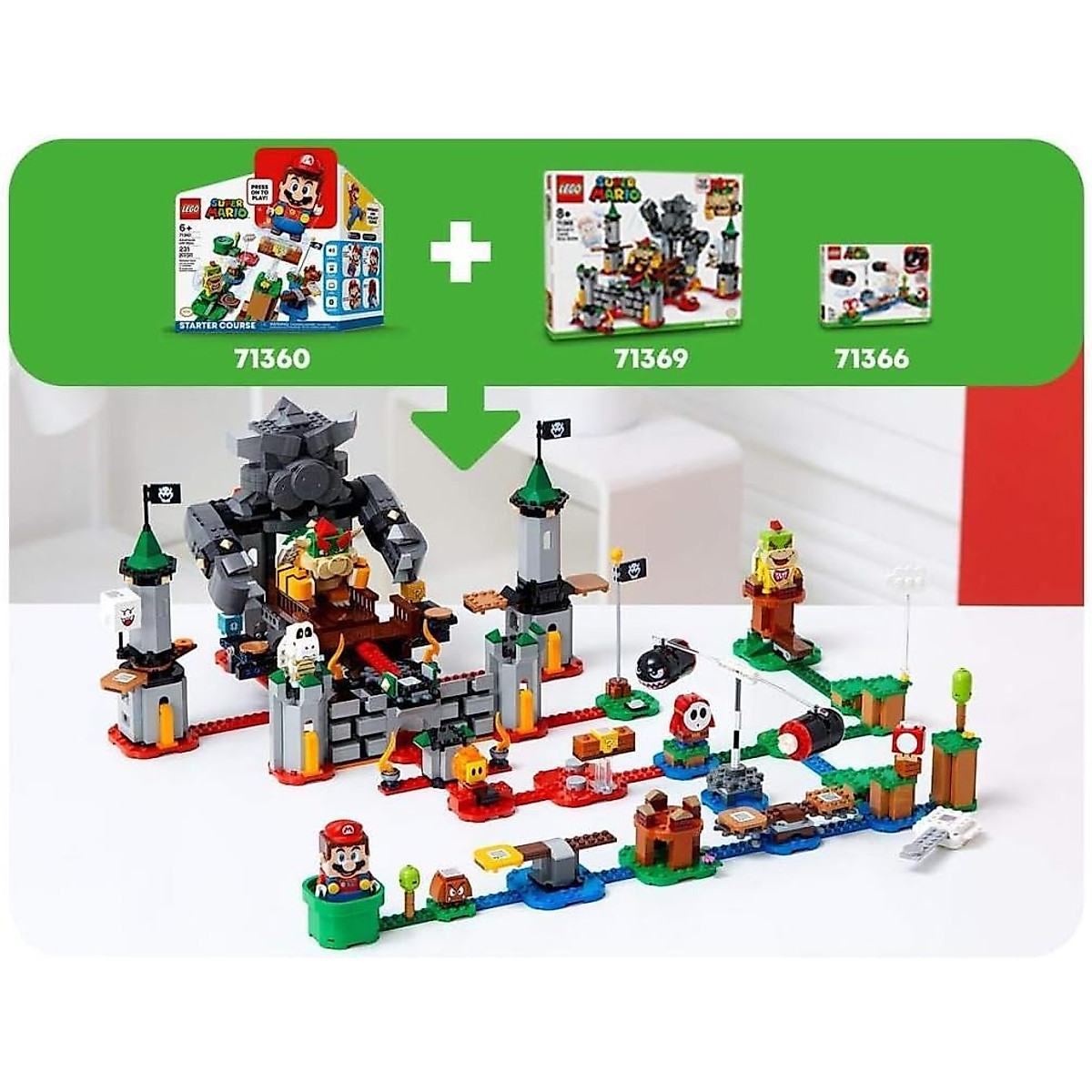 LEGO Super Mario Bowser’s Castle Boss Battle Expansion Set 71369 Building Kit; Collectible Toy for Kids to Customize Their Super Mario Starter Course (71360) Playset (1,010 Pieces)
