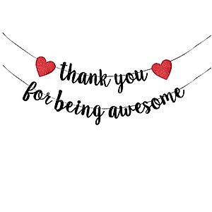 TENNYCHAOR Thank You for Being Awesome Banner, for We Will Miss You Banner,Birthday,Graduation,Retirement Farewell Going Away Party Decorations.(black)
