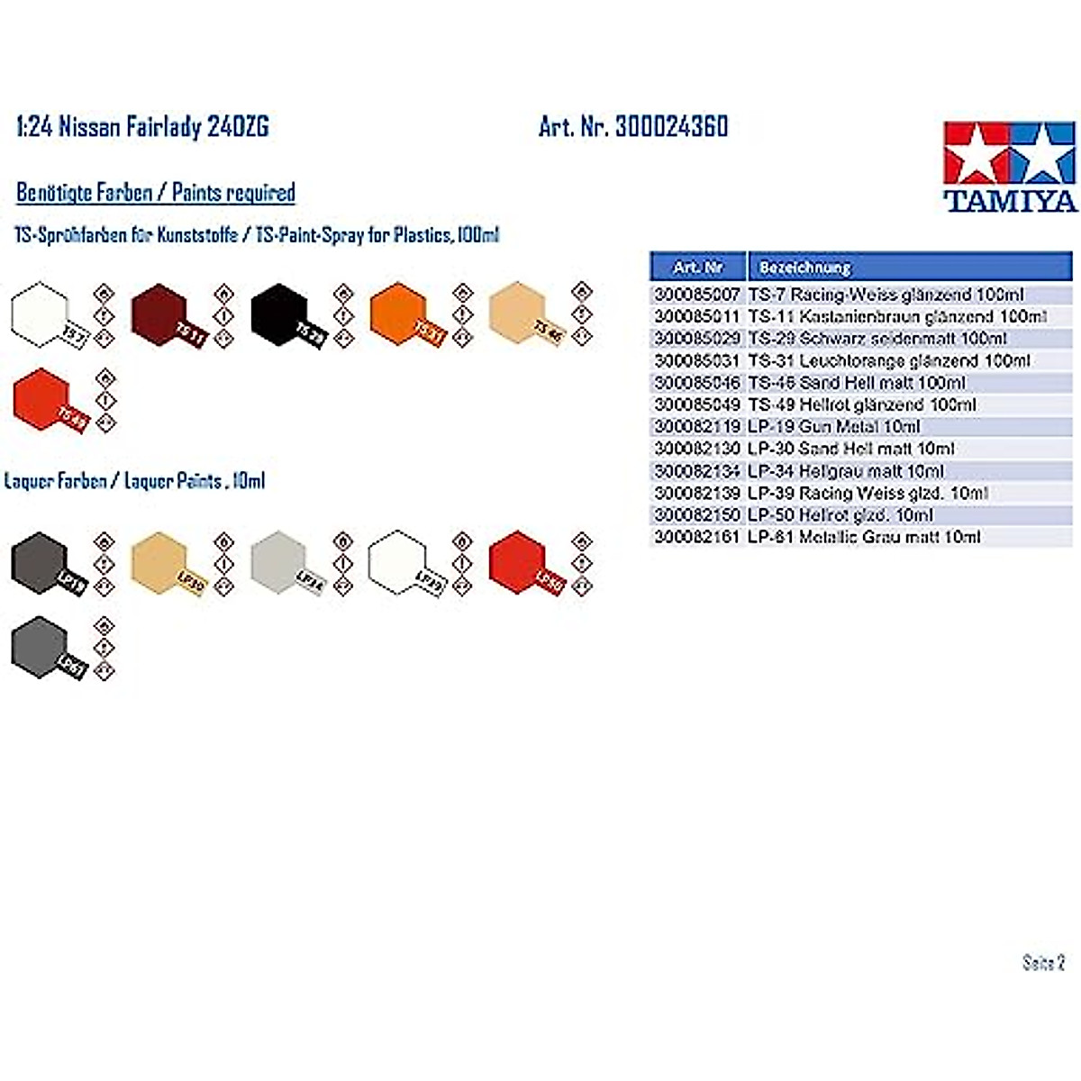 Tamiya 24360-000 24360 1:24 Nissan Fairlady 240ZG Faithful Replica, Model Making, Plastic kit, Crafts, Hobby, Model kit, Assembly, unpainted
