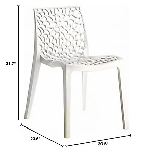 UpOn Gruvyer Indoor Outdoor Dining Chairs, from Italy, Stackable, Strong - Brilliant White (2 Chairs)