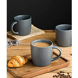 famiware Coffee Mugs Set of 4, 13oz Large Ceramic Coffee Mugs, Craft Spots Modern Coffee Mugs Set with handle for Tea Latte Cappuccino Milk Cocoa, Charcoal…