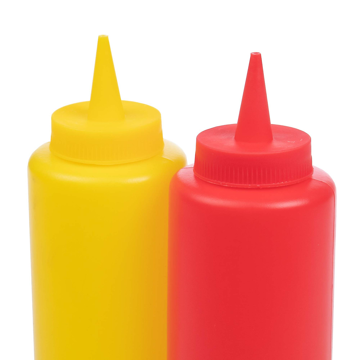 Ketchup and Mustard Squeeze Bottle Combo Pack | 2-pack 16-oz Red & Yellow Plastic Kitchen Table Condiment Squirt Dispensers | Restaurant Supplies for Food Truck, Grilling, Dressing, BBQ Sauce, Crafts