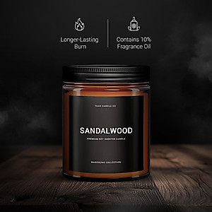 1OAK Scented Candles for Men - Sandalwood Candles - Mens Candles for Home - Masculine Candle - Soy Wax Scented Candles - Long Burning Candles Premium - Soy Wax