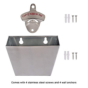 kilofly Beer Bottle Wall Mount Opener Cap Catcher Outdoor Destapador De Cerveza