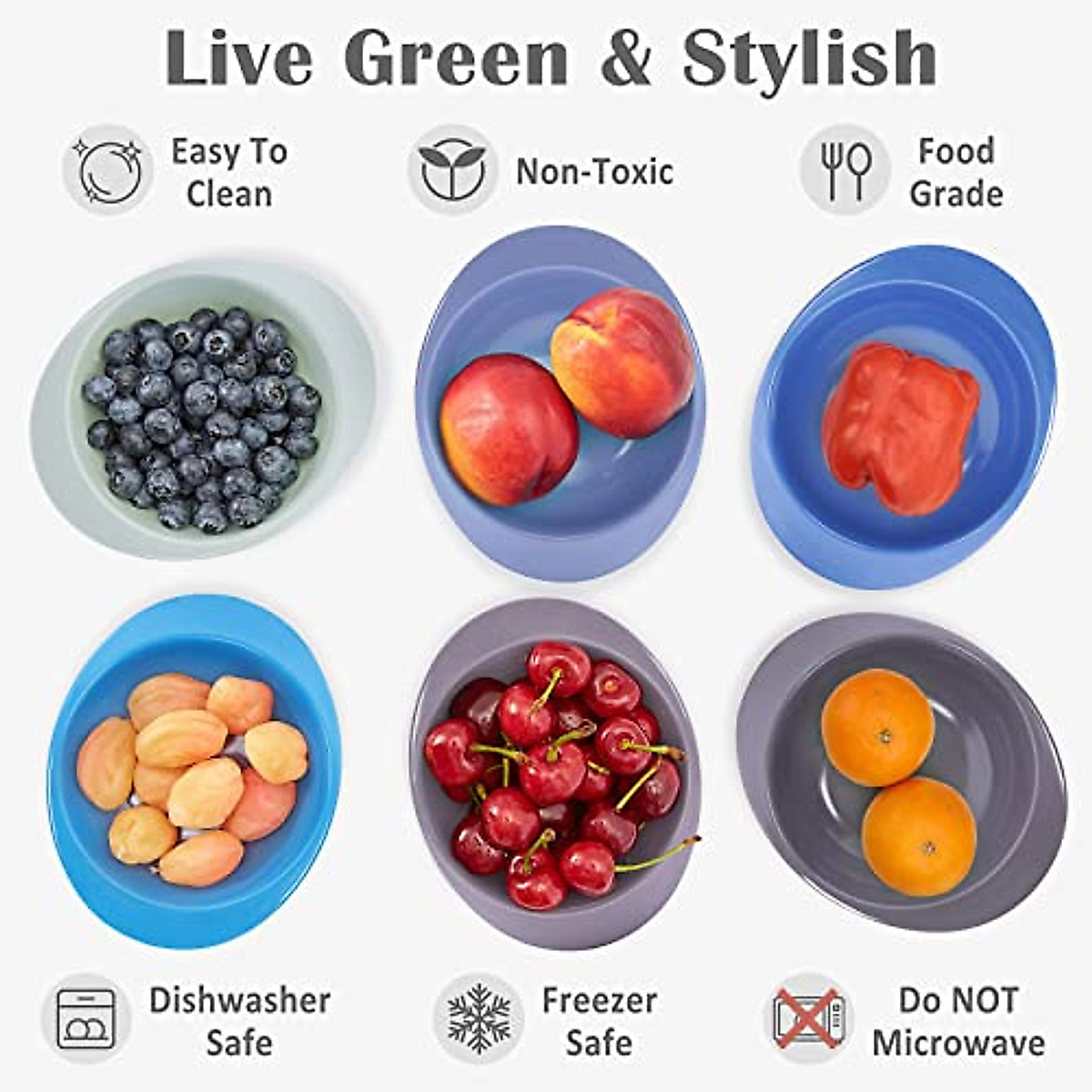 6pcs Bamboo Kids Bowls for Baby Feeding, Toddler Snack Bowls, Tableware for Baby Toddler Kids Bamboo Toddler Dishes &amp; Dinnerware Sets