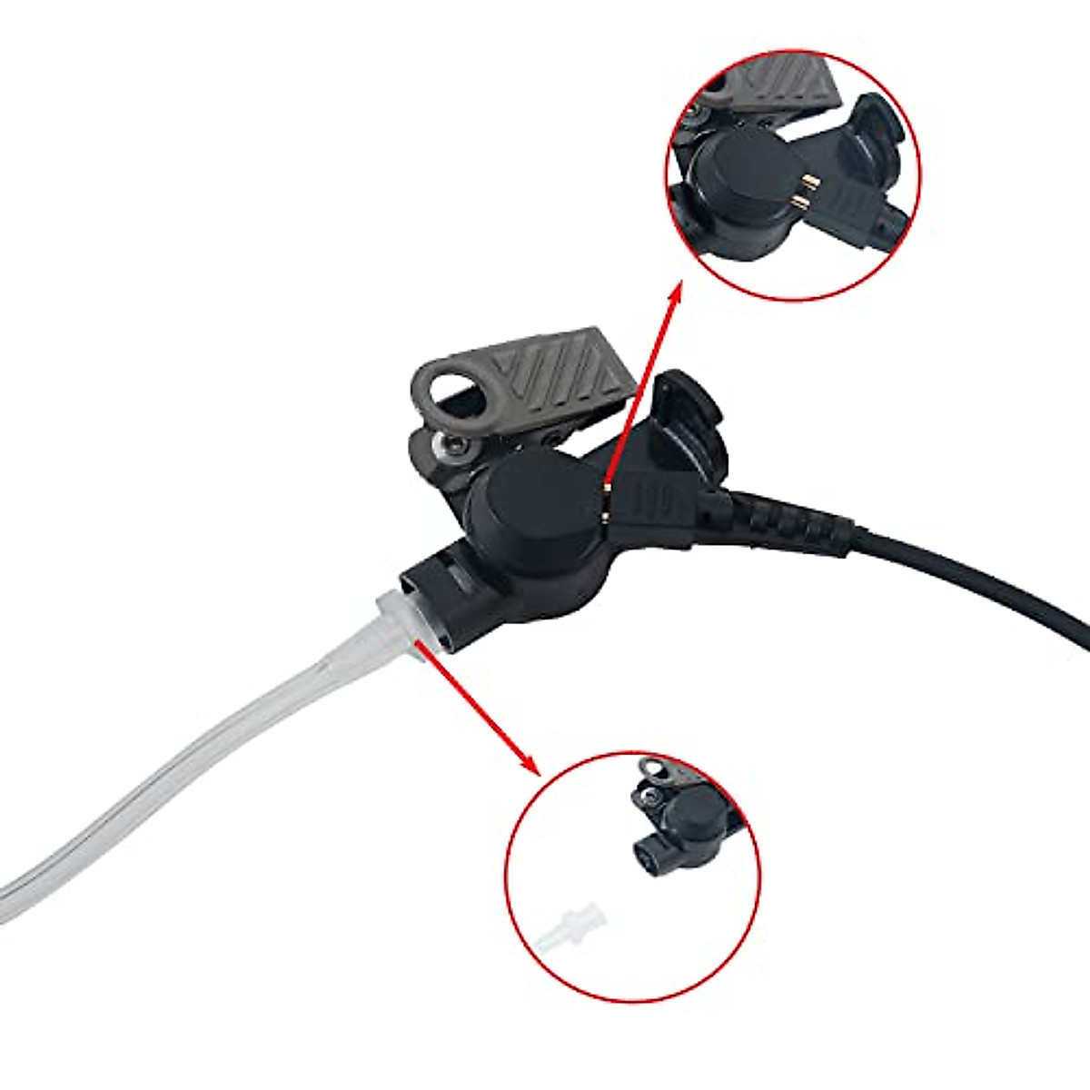 klykon Motorola Ht1250 Earpiece,2 Wire Covert Acoustic Tube Earpiece Headset Mic PTT Surveillance Kit for 6 PIN Motorola 2 Way Radio Walkies Talke HT1250,HT750,HT1550,MTX850,MTX950