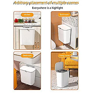 Hanging Kitchen Trash can with lid, Double-Sided Open lid Design, Kitchen Trash can, Kitchen Cabinet Door Hanging Wall Storage Bucket, Kitchen Compost bin, Door Hanging Mounted Trash can