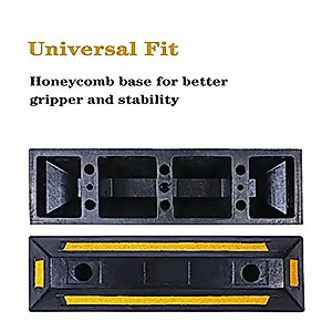 YONSHENG Parking Stopper for Garage Heavy Duty Rubber Parking Block Curb - Wheel Stop with Scatter Glass Reflective Yellow Targets for Car Garage Floor and Truck RV Stop Aid Indoor Outdoor, 2 Pack