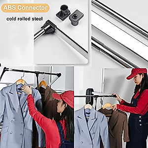 usego Pull Down Closet Rod Chrome Heavy Duty Adjustable 35-46.7 Closet Pull Down Rods Hanger for Hanging Clothes Wardrobe Lift Rail Organizer Storage System Side Mounted Expanding Tubing